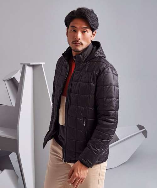 Box quilt hooded jacket | TS025 | Cardiff Embroidery
