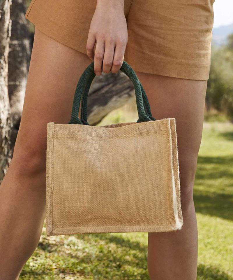 Jute mini gift bag | WM412 | Cardiff Embroidery